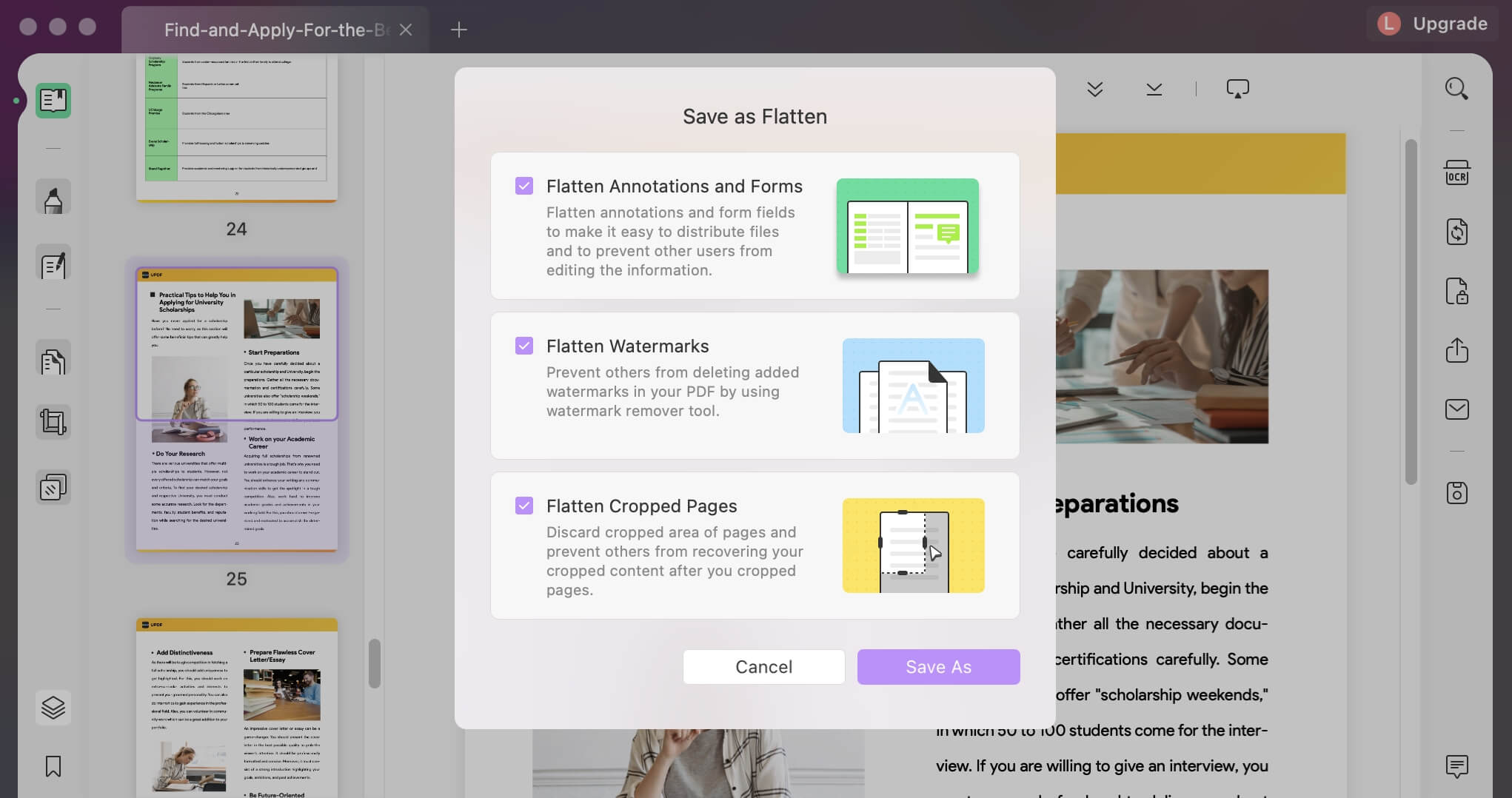 Achatar um PDF no UPDF para Mac | Guia do Usuário