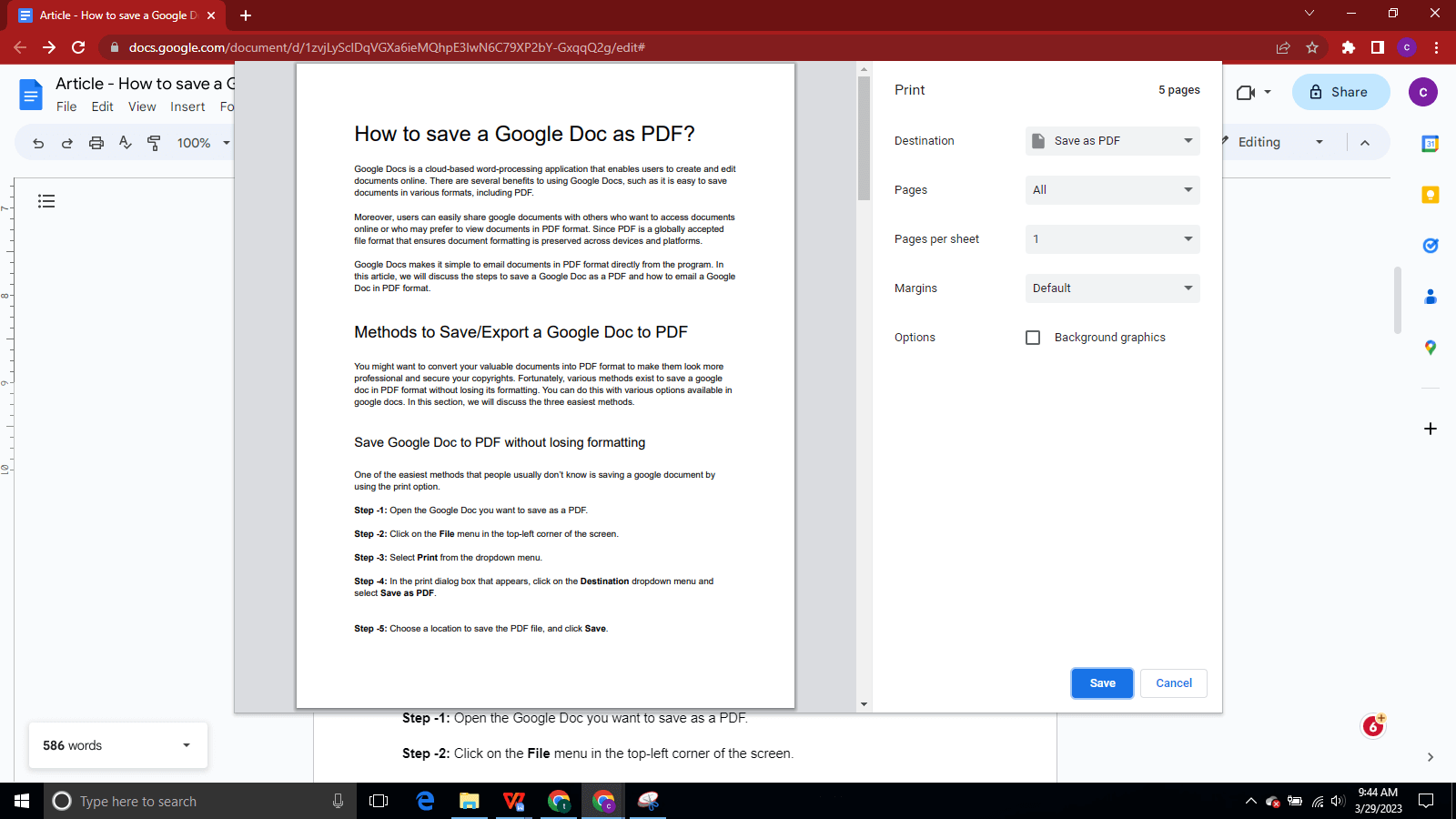 Comment enregistrer un document Google Doc en PDF | UPDF
