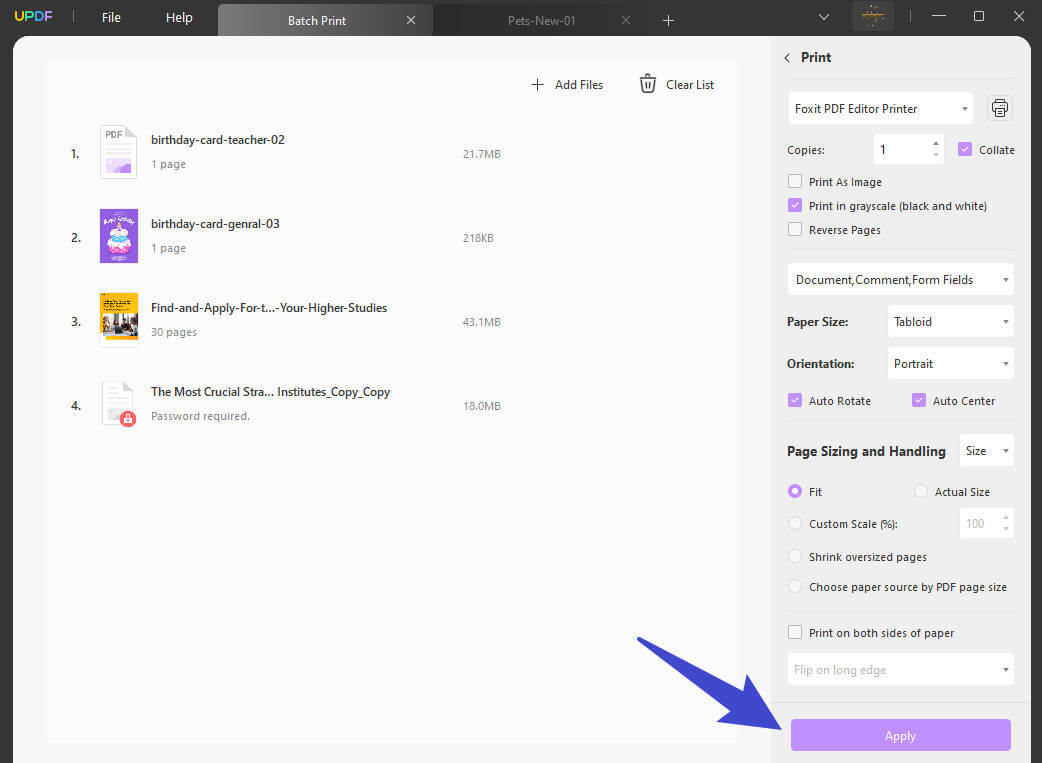 Comment imprimer plusieurs PDF en une fois | UPDF