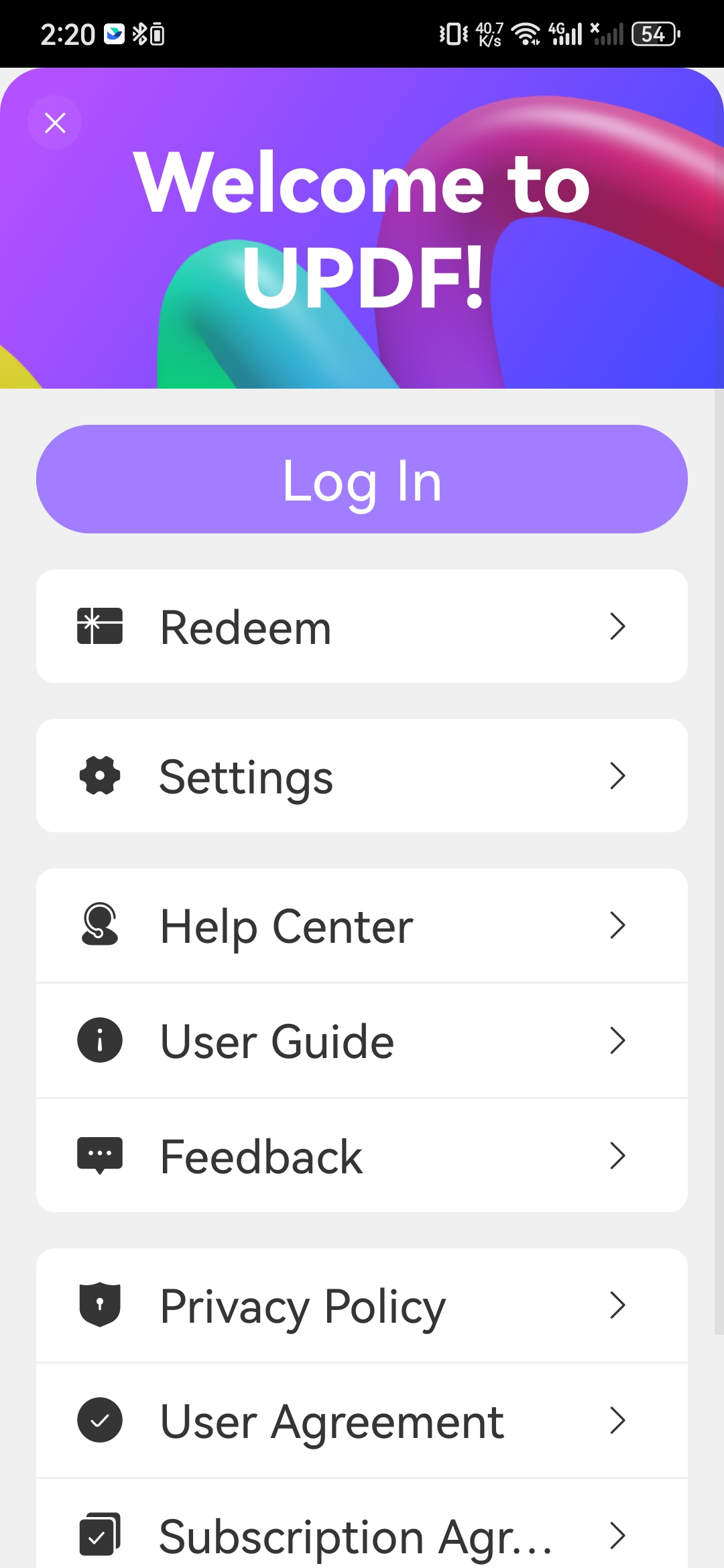 Registrazione e attivazione di UPDF per Android | Manuale d'uso