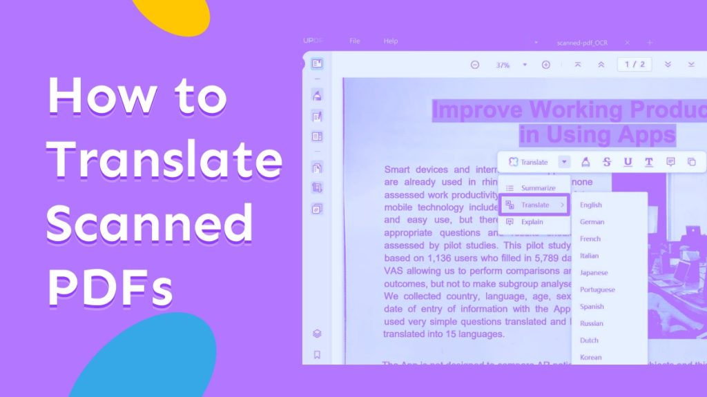How to Translate Scanned PDF? (AI Methods Included) - UPDF