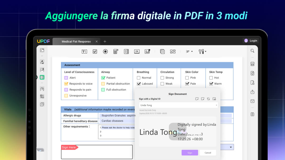 Come aggiungere la firma digitale in PDF | UPDF