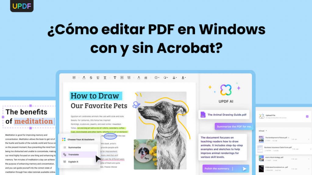 Maneras para editar PDF en Windows con y sin Acrobat | UPDF