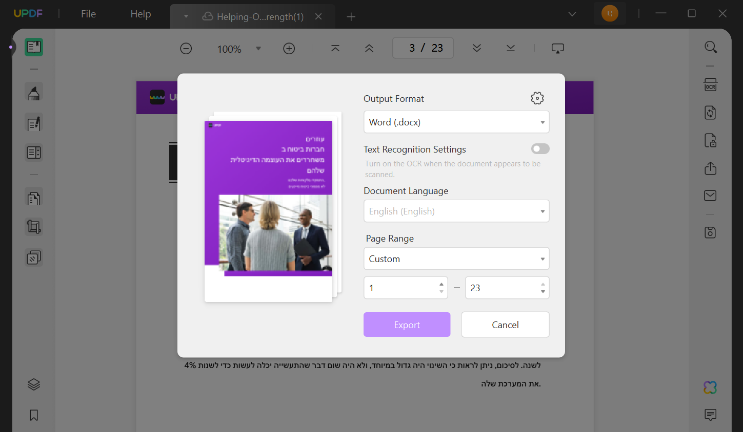 An Accurate Method to Convert Hebrew PDF to Word | UPDF
