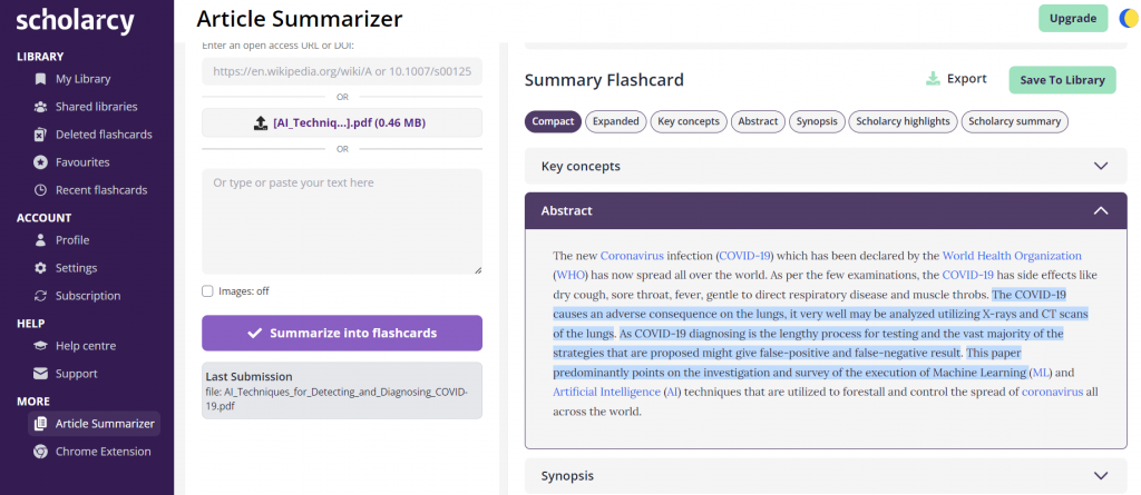 Scholarcy Research Paper Summarizer: (Key Features) | UPDF