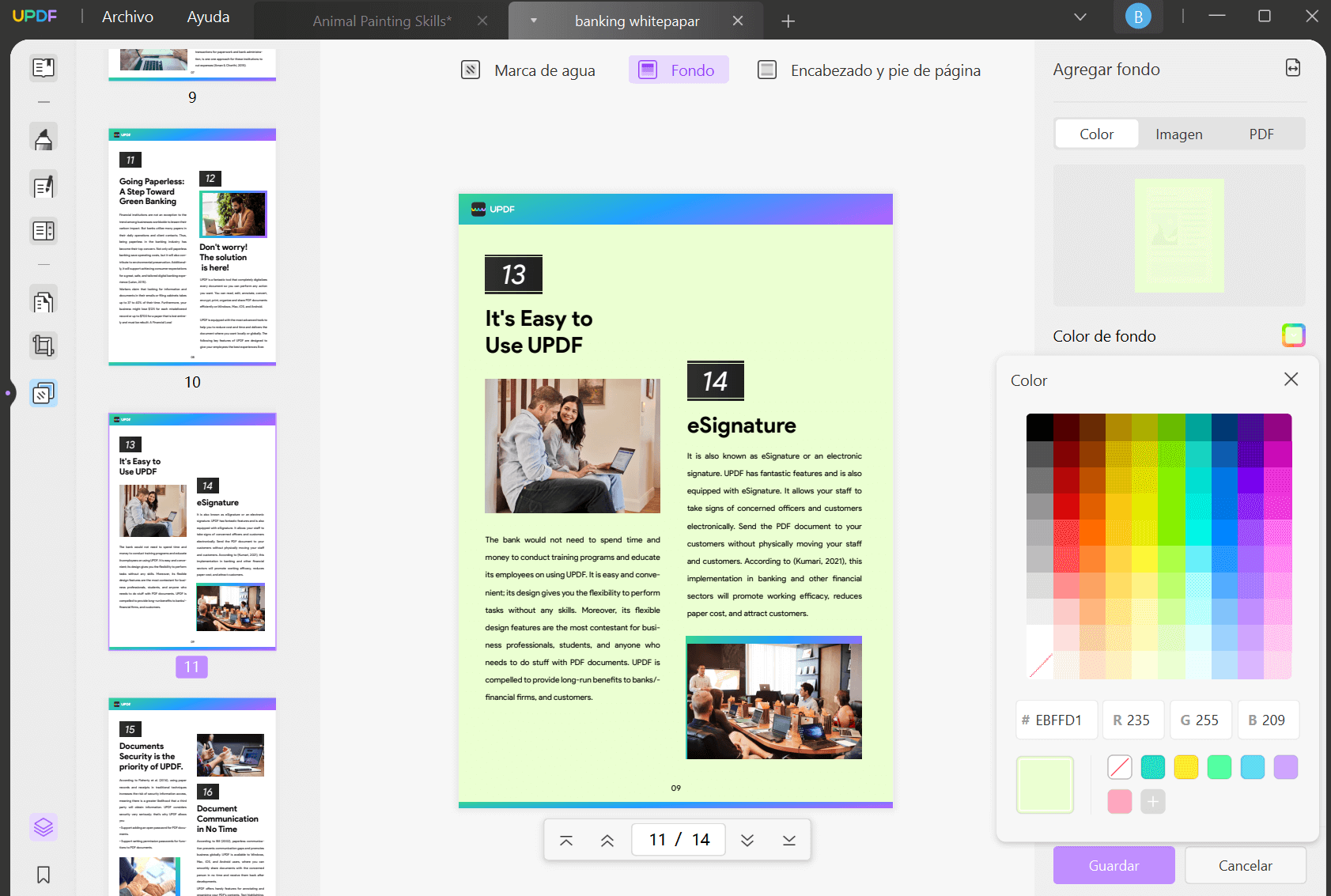 Cómo cambiar el color de fondo de Página en PDF