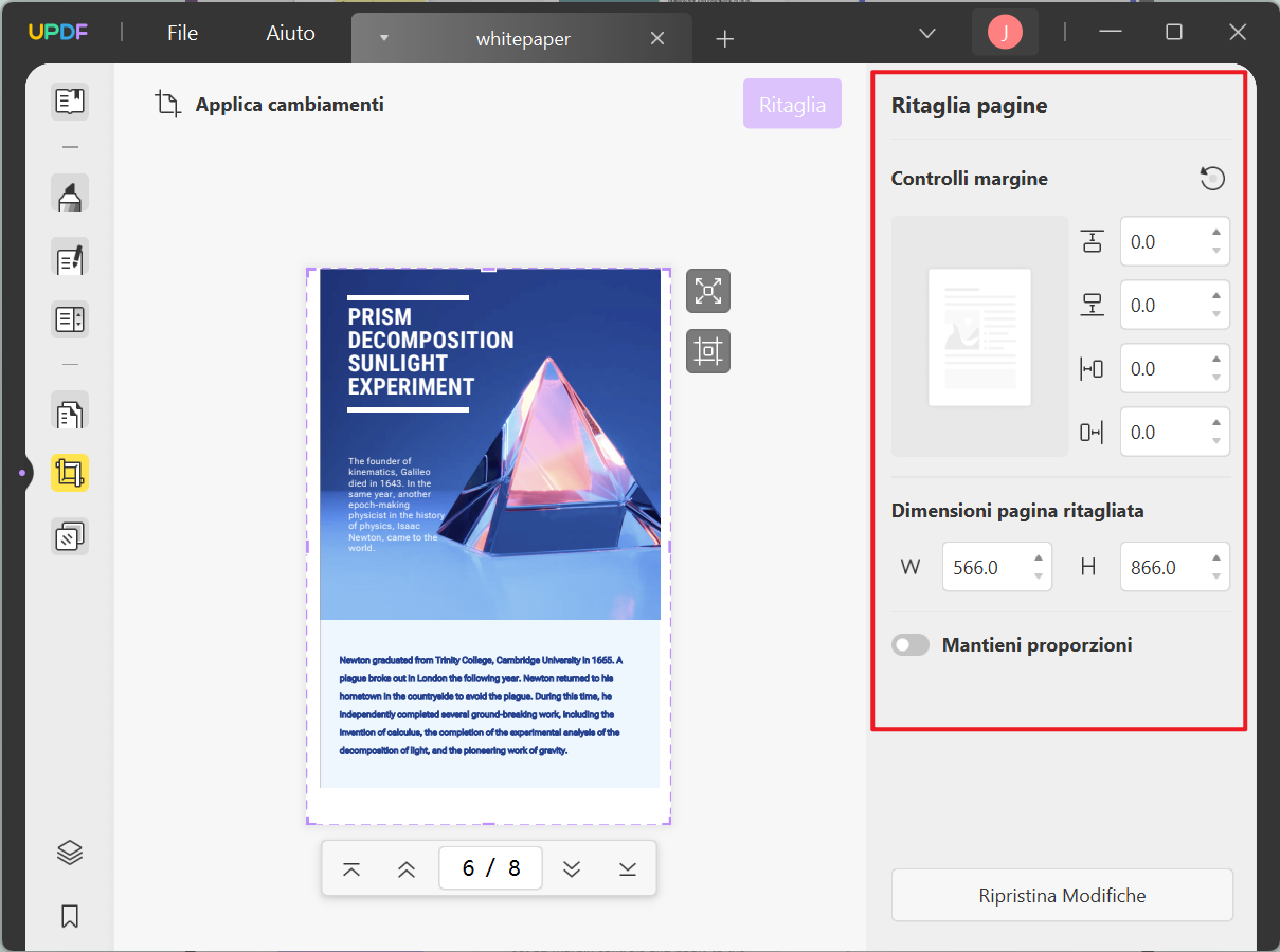 Ingrandire PDF in soli due passaggi | UPDF