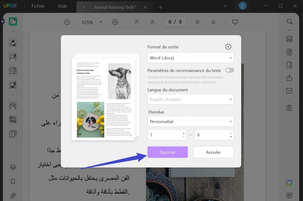 Convertir un PDF arabe en Word | UPDF