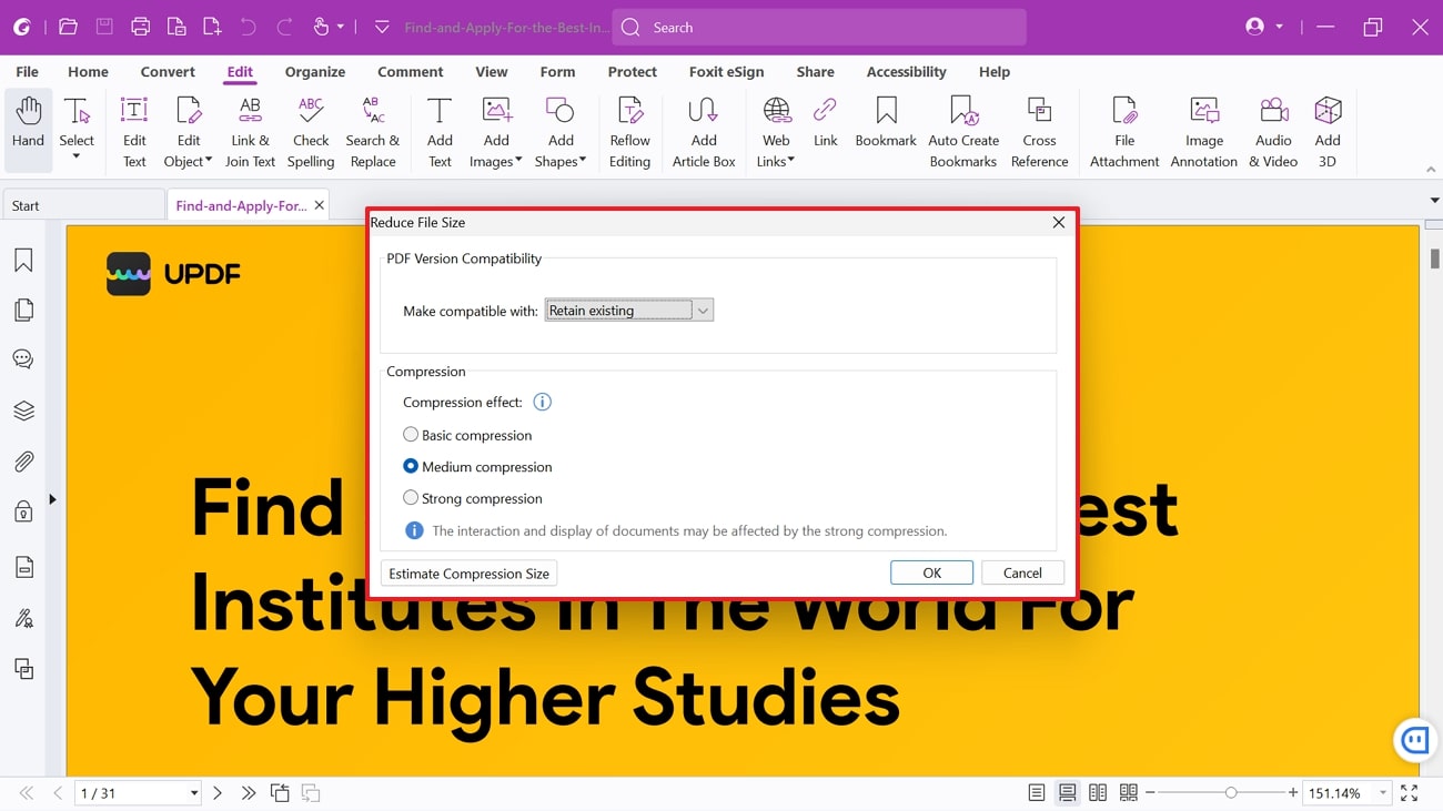 Compress PDF with Foxit and its Perfect Alternative | UPDF