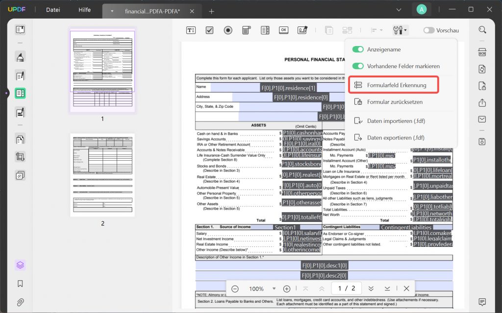 Wie Sie ein ausfüllbares Formular in Word erstellen? | UPDF