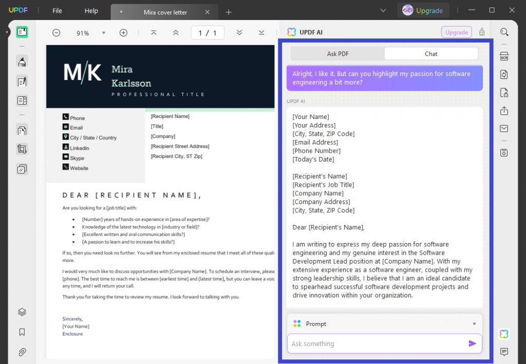Best AI Cover Letter Generator to Land Your Dream Job | UPDF