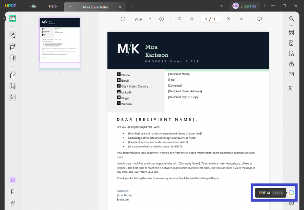 Best AI Cover Letter Generator to Land Your Dream Job | UPDF