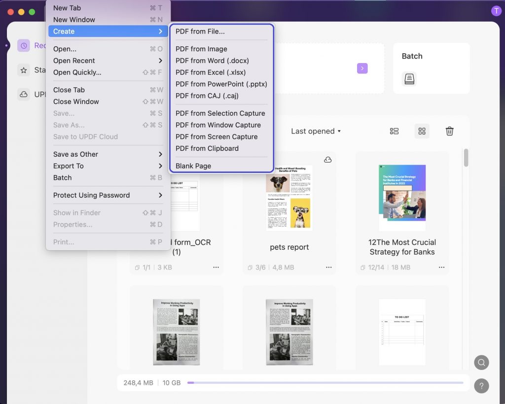 Create PDF Files with UPDF for Mac | User Guide