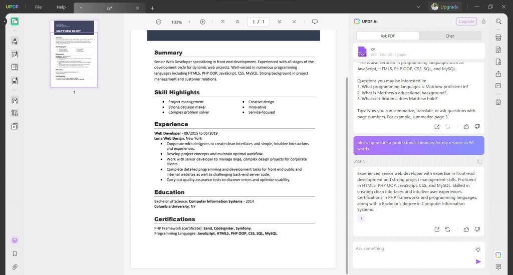Top 5 AI Resume Summary Generators (Easy to Use) | UPDF