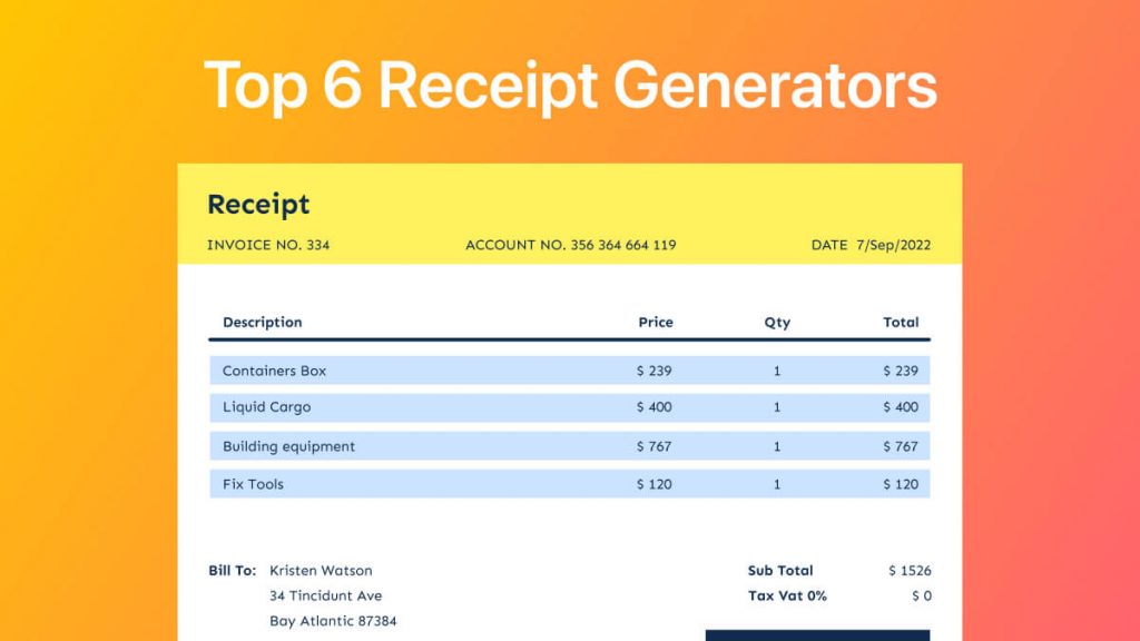 Top 6 Best Receipt Generator Online and Offline | UPDF