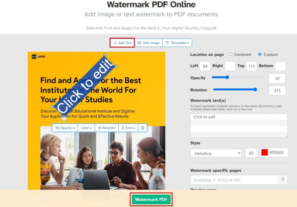 How to Add Watermark to PDF Online Free with 5 Ways | UPDF