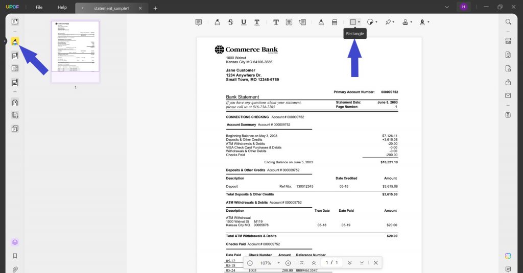 How to Permanently/Temporarily Redact Bank Statement | UPDF