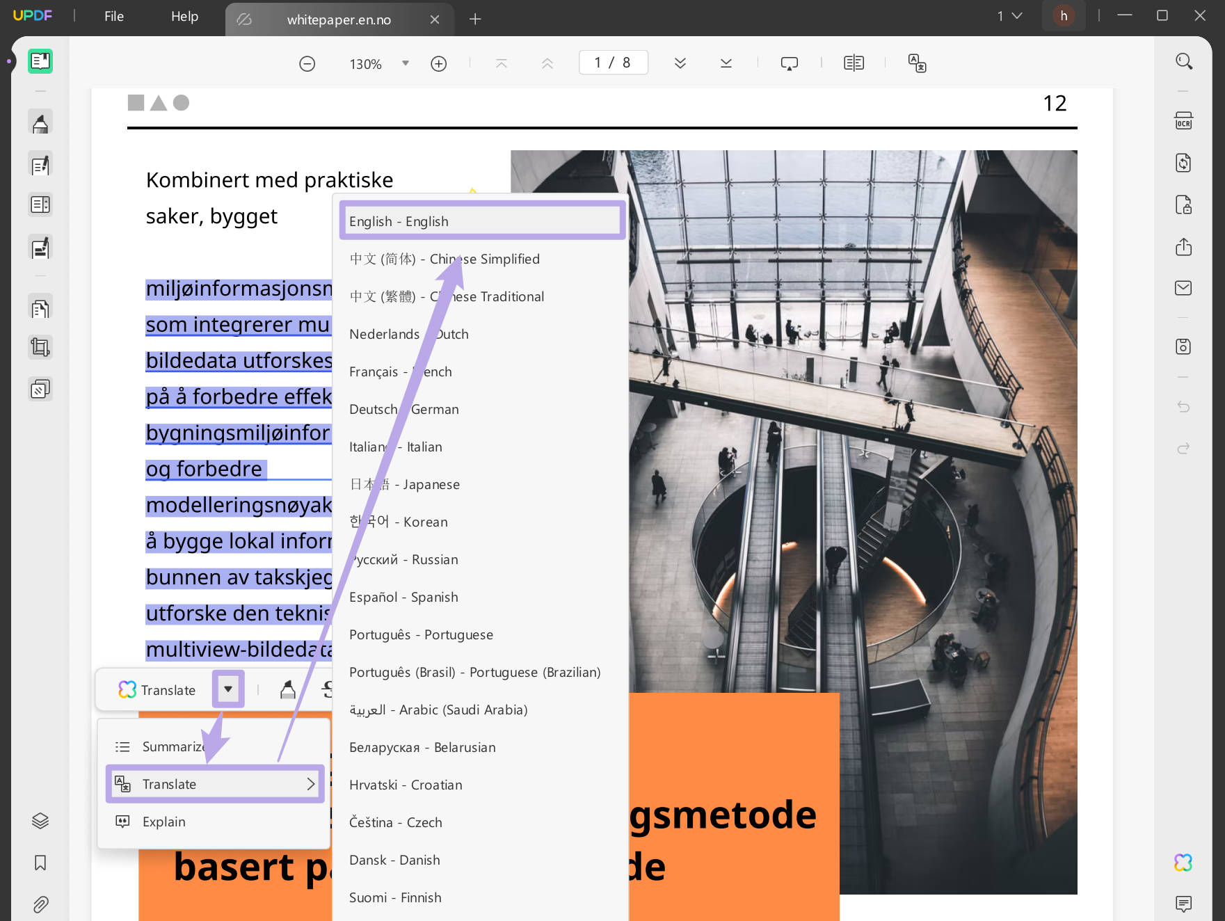 The Best Tool to Translate Norwegian to English PDF | UPDF