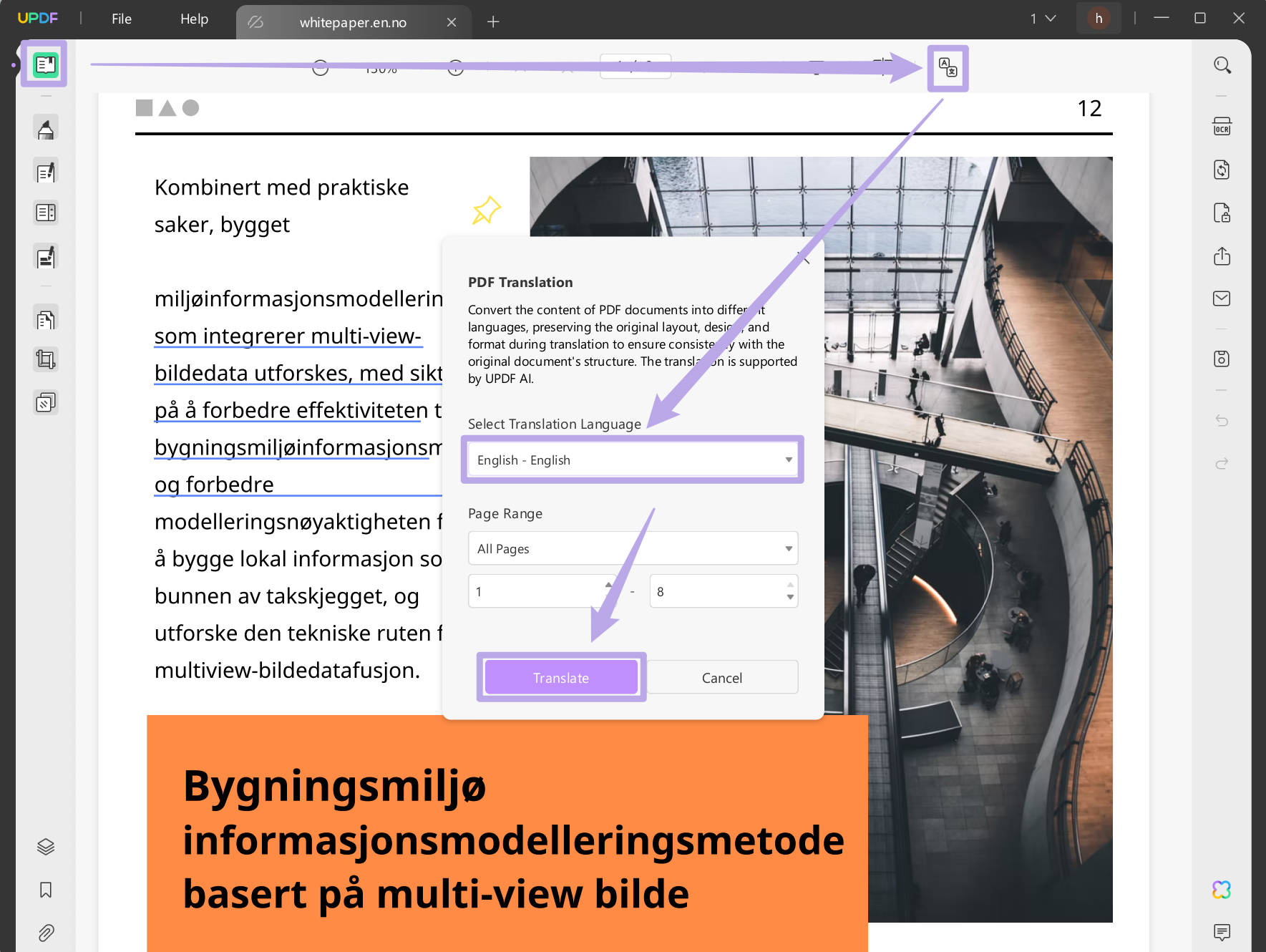 The Best Tool to Translate Norwegian to English PDF | UPDF