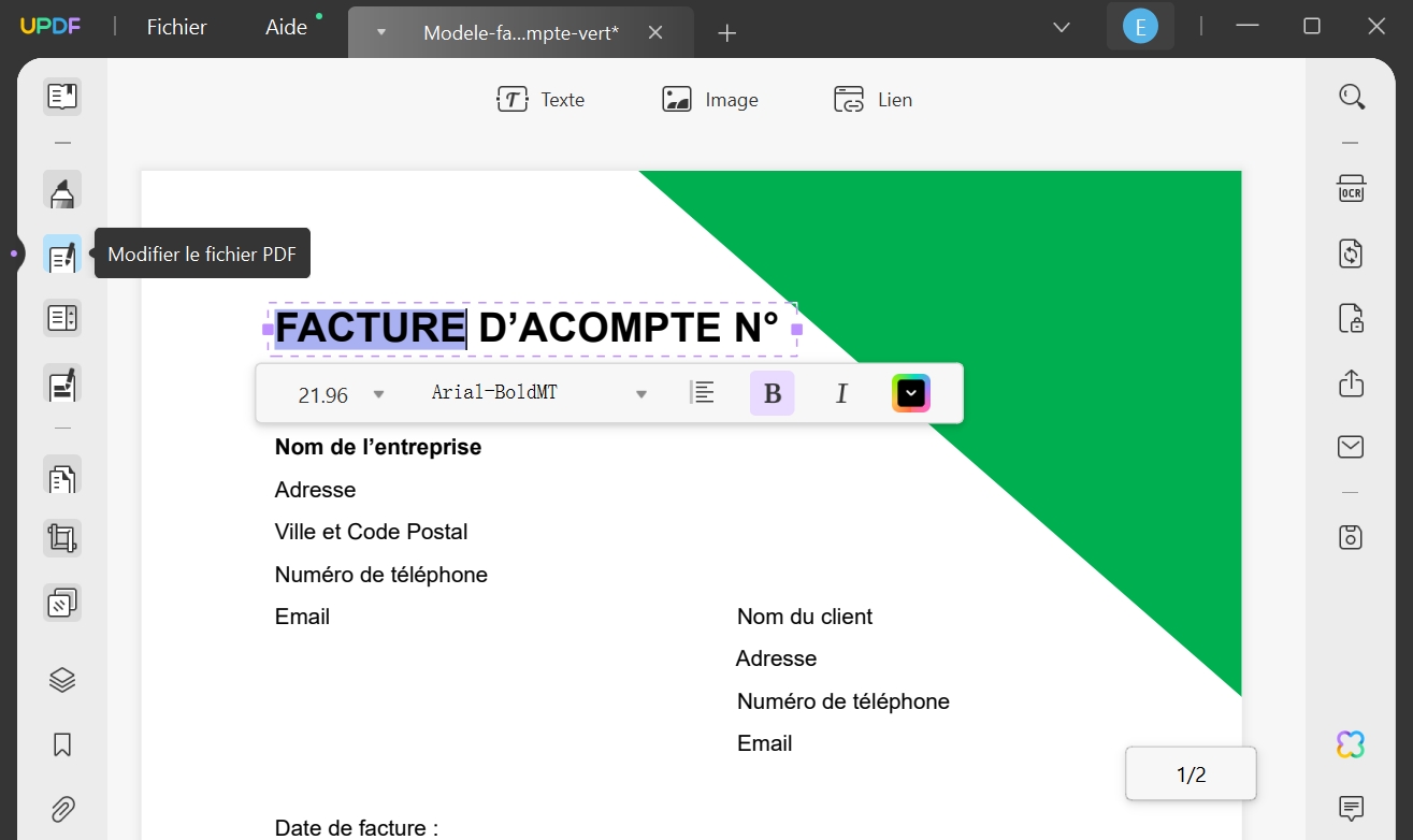 Modèle de facture PDF : Simplifier votre processus de facturation | UPDF