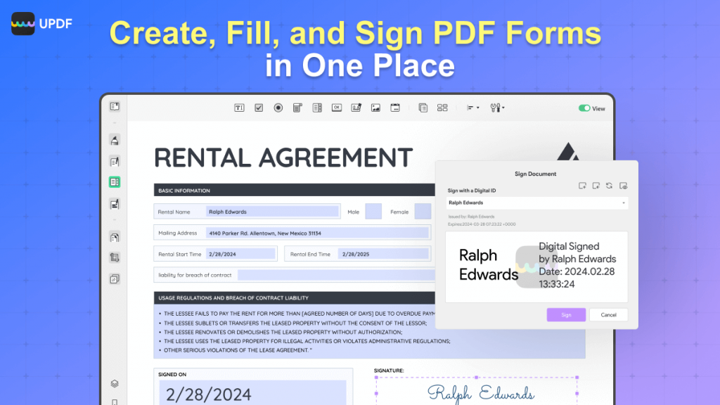 Create, Fill, and Sign PDF Forms Anytime and Anywhere | UPDF