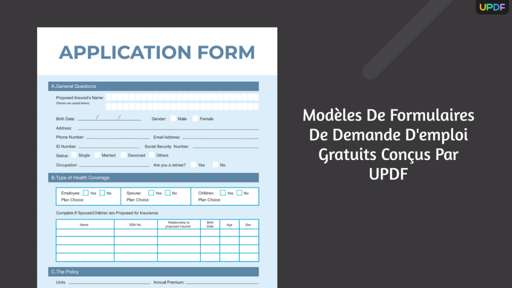 Formulaires de demande d'emploi gratuits en 2025 | UPDF