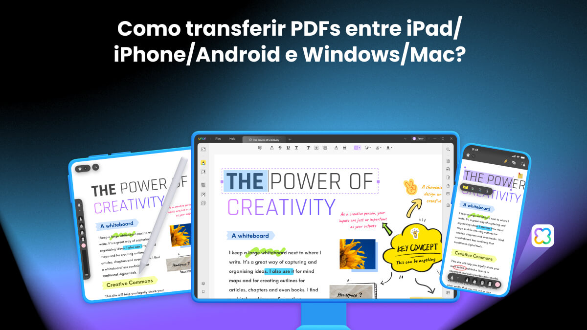 Um guia sobre como transferir PDFs entre iPad/iPhone/Android e Windows/Mac? | UPDF