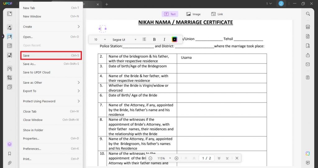 10 English Marriage Certificate PDF Forms to Download | UPDF