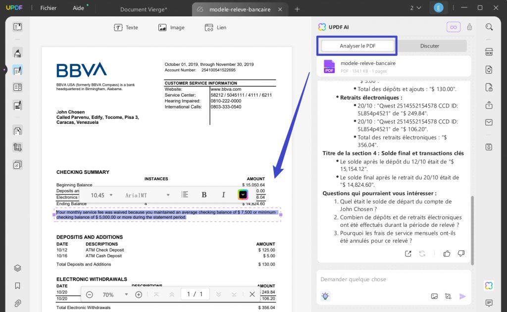 Comment créer un relevé bancaire en PDF simplement | UPDF