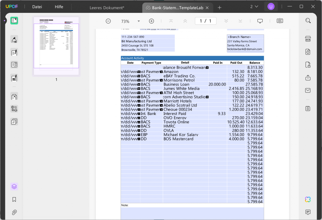 Die 5 besten Kontoauszugsgeneratoren (mit Anleitung) | UPDF