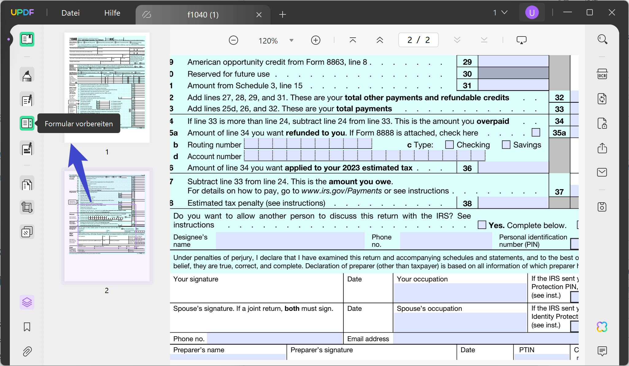 So bearbeiten Sie eine Dropdown-Liste in einem PDF | UPDF