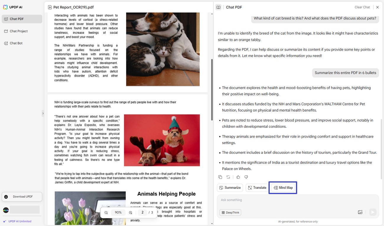 Convert PDFs to Mind Map Using UPDF AI | UPDF User Guide