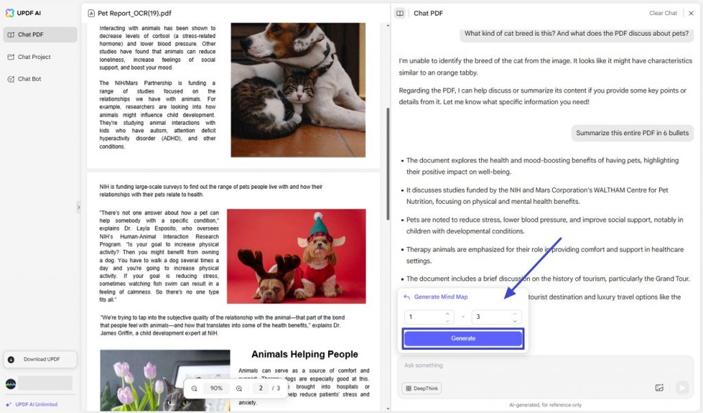 Convert PDFs to Mind Map Using UPDF AI | UPDF User Guide