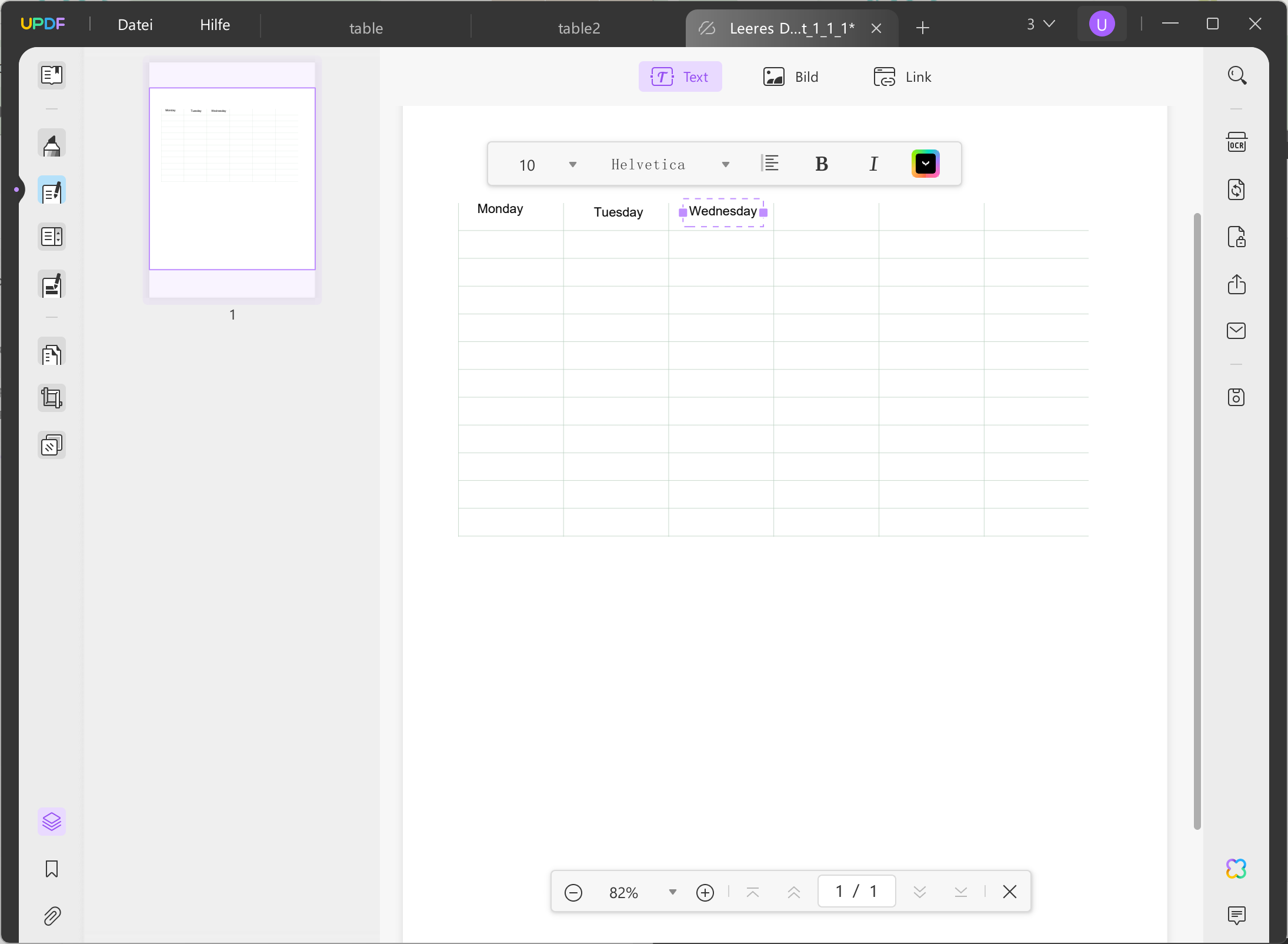 Wie erstellen Sie eine Tabelle in PDF - Die Anleitung | UPDF