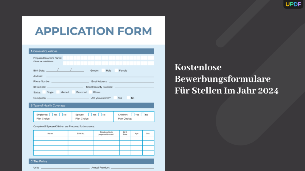 Kostenlose Bewerbungsformulare für 2024 | UPDF