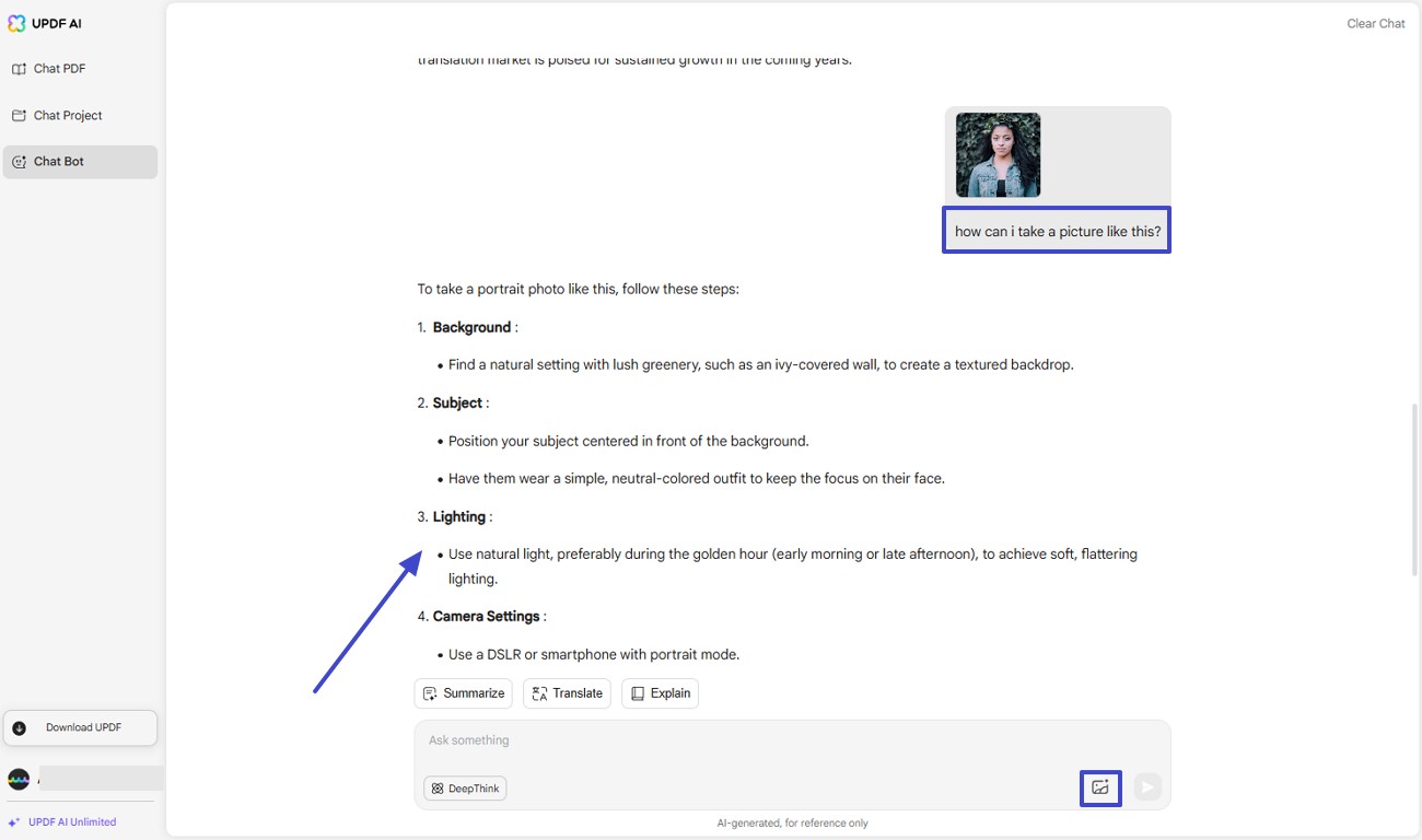 Chat with Images with UPDF AI | UPDF User Guide