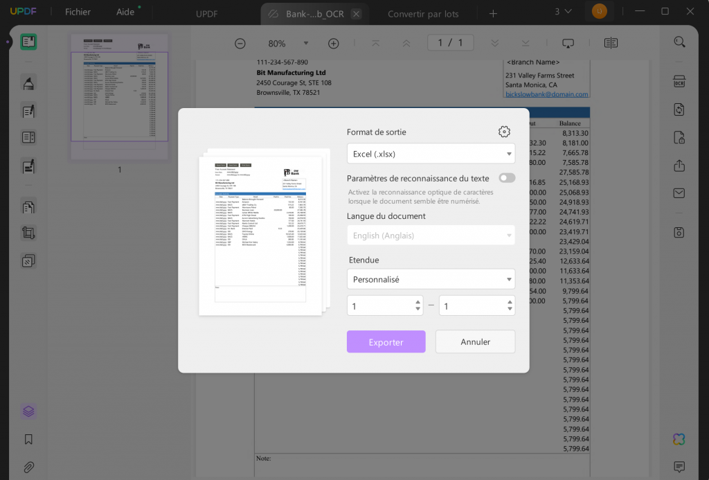 Comment convertir un relevé bancaire PDF en Excel/CSV | UPDF
