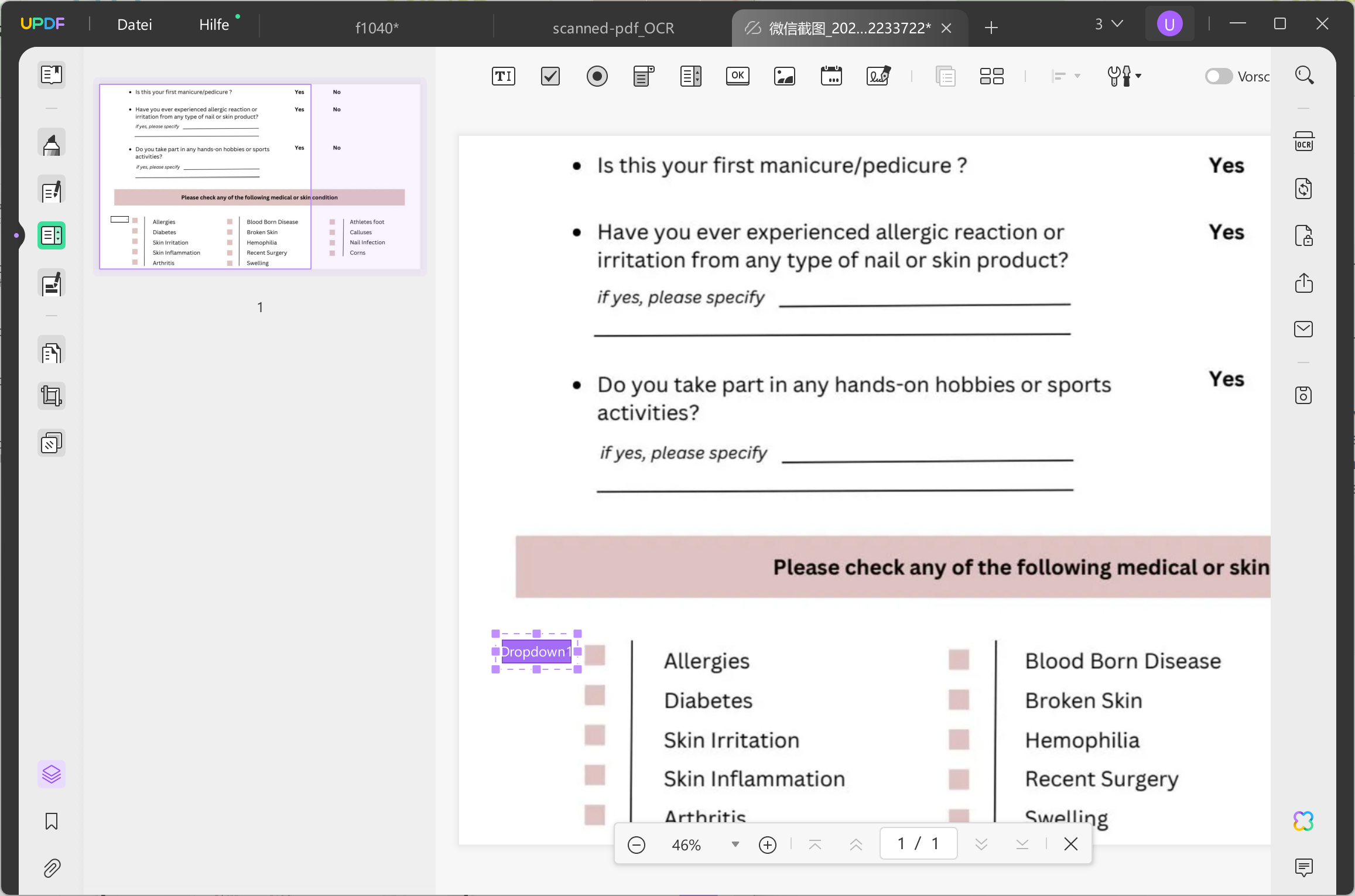So bearbeiten Sie eine Dropdown-Liste in einem PDF | UPDF