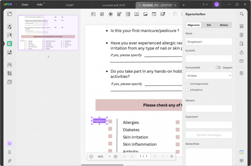 So bearbeiten Sie eine Dropdown-Liste in einem PDF | UPDF