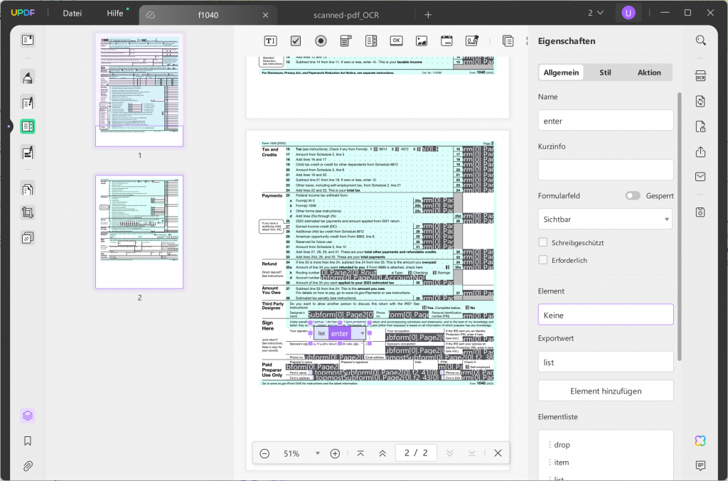 So bearbeiten Sie eine Dropdown-Liste in einem PDF | UPDF