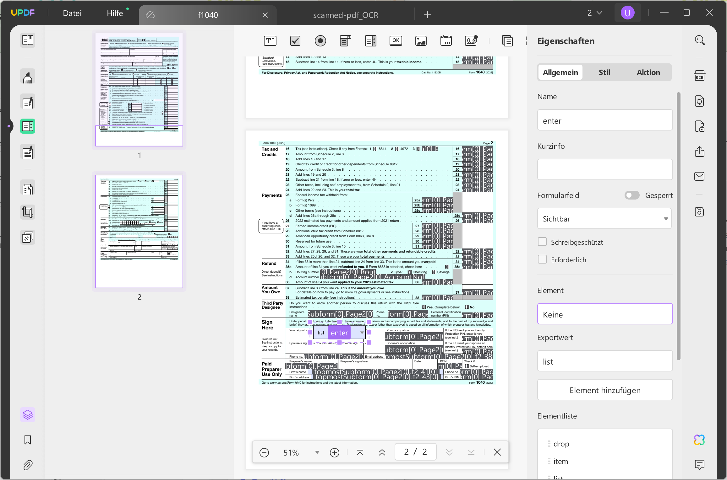 So bearbeiten Sie eine Dropdown-Liste in einem PDF | UPDF