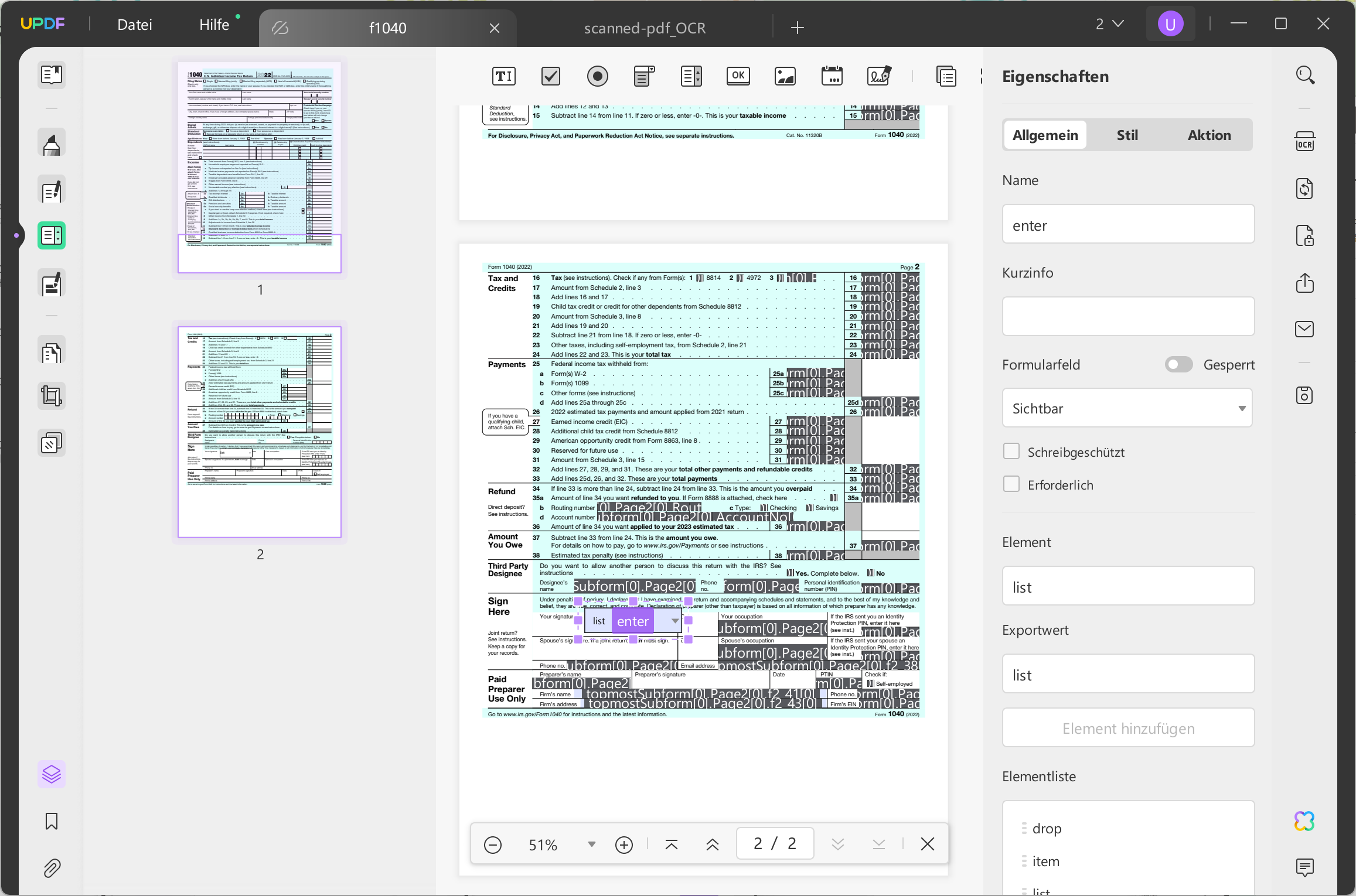 So bearbeiten Sie eine Dropdown-Liste in einem PDF | UPDF