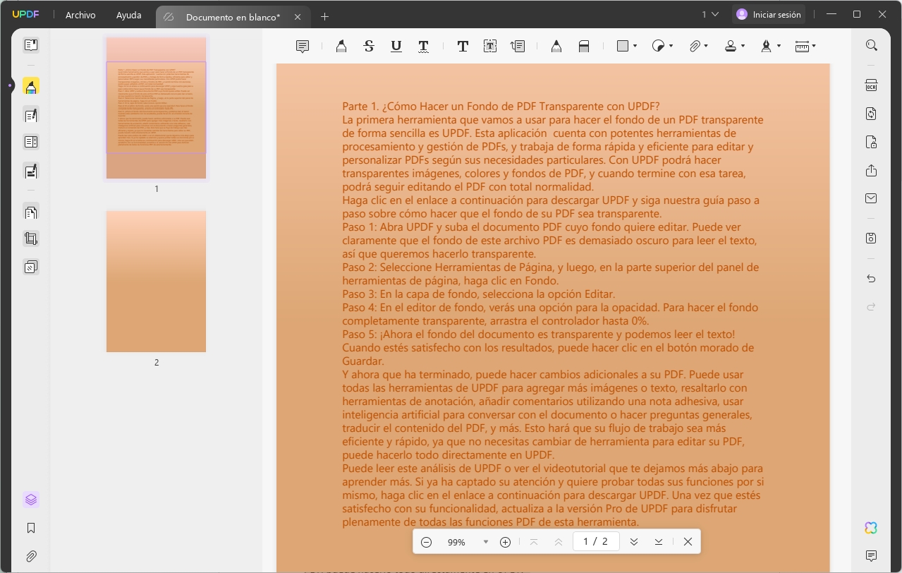 ¿Cómo hacer un PDF transparente? (3 maneras fáciles) | UPDF