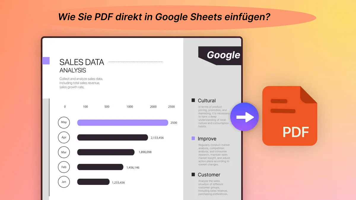 Die Möglichkeiten zum Einfügen von PDF in Google Sheets | UPDF