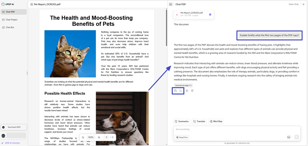Explain PDFs Using UPDF AI | UPDF User Guide