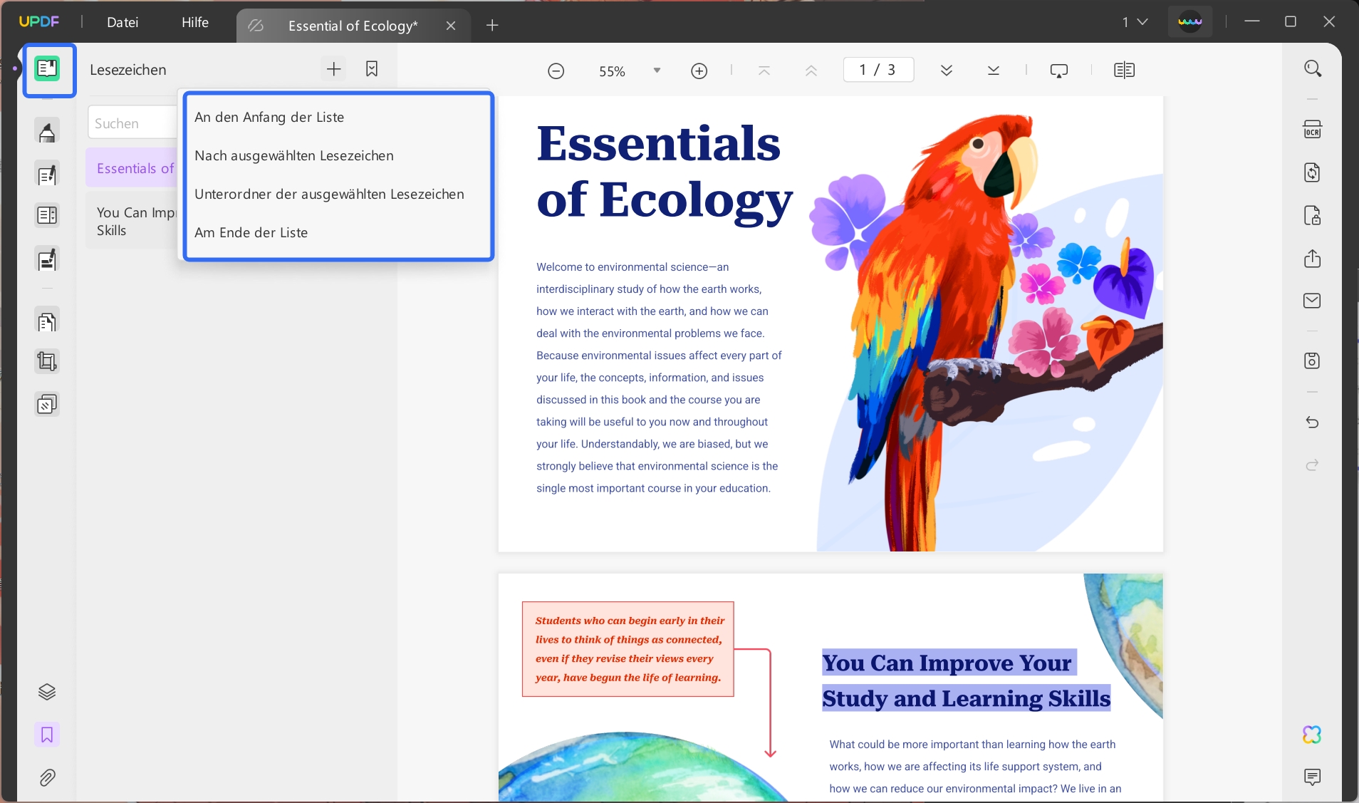 Hinzufügen von Lesezeichen zu PDF auf Windows