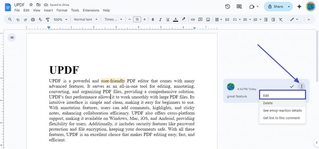 Understanding How to Add a Comment In Google Docs - UPDF