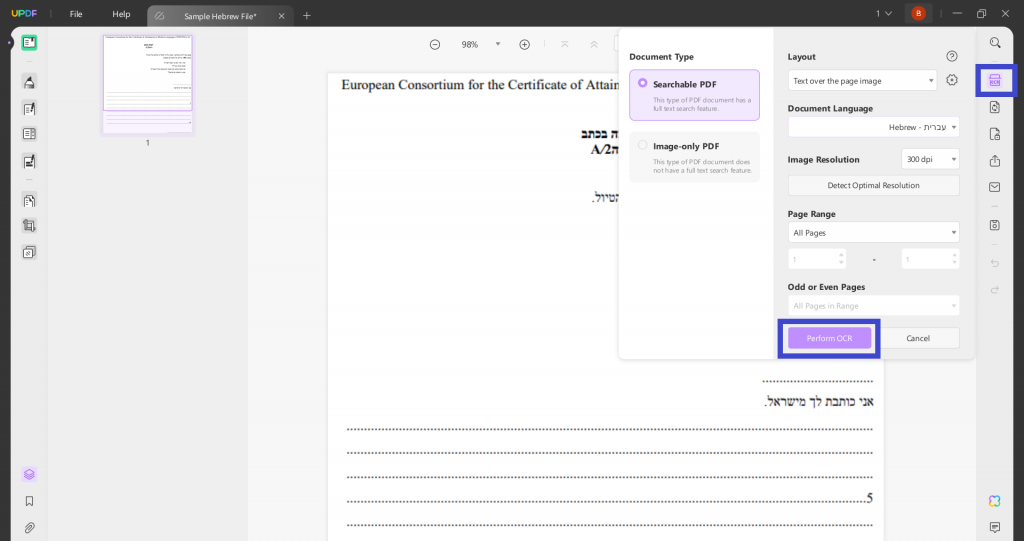 Comparison of 5 Best Hebrew OCR Software - UPDF