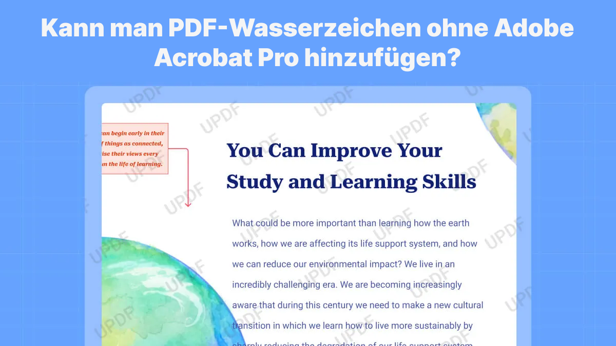 PDF-Wasserzeichen hinzufügen ohne Adobe Acrobat Pro! | UPDF