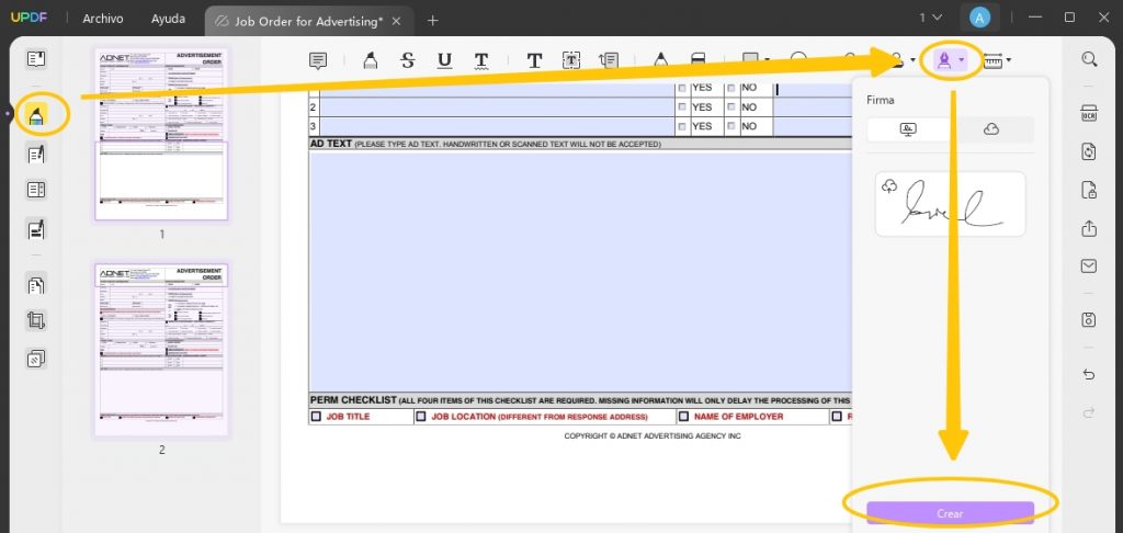 Firmar PDF con UPDF en Window | Guía del usuario